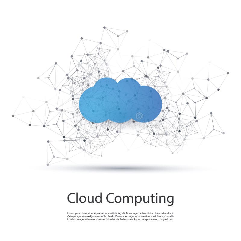Cloud Computing Design Concept with Wireframe - Digital Network Connections, Technology ...