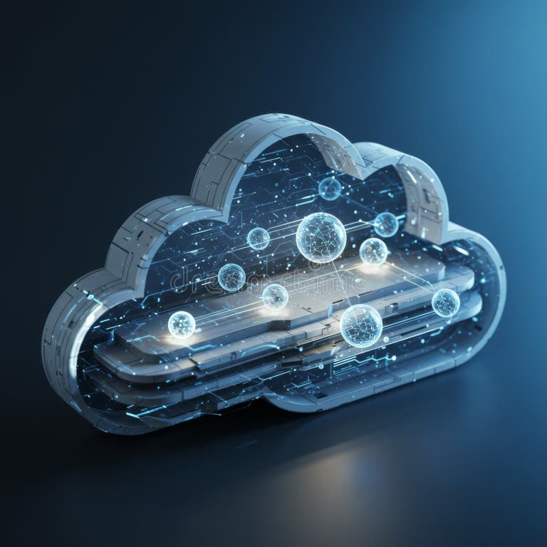 Abstract Cloud Computing Network Data Storage Stock Illustration - Illustration of technology ...