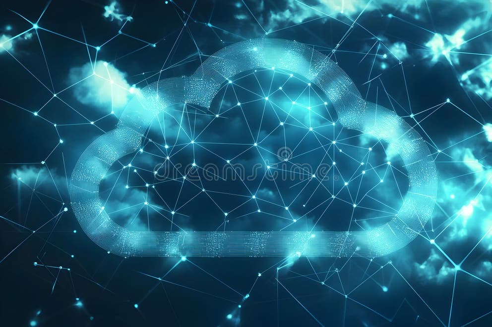 Abstract Cloud Computing Network Digital Data Visualization Stock Illustration - Illustration of ...