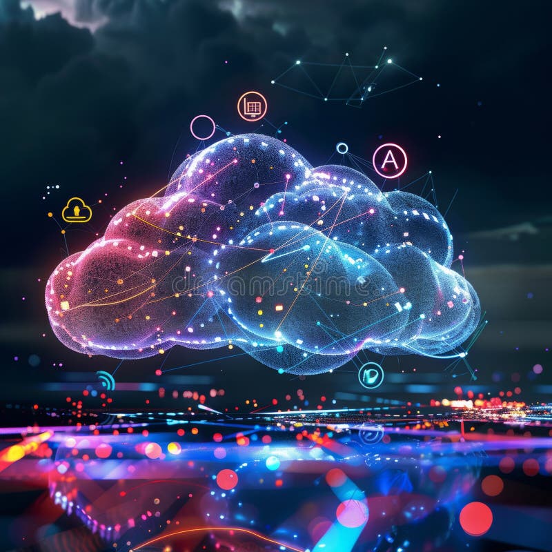 Abstract Cloud Computing Technology Background with Network Connection ...