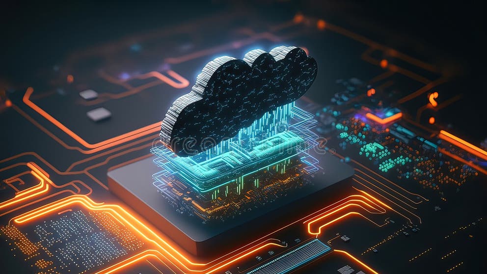 Abstract Cloud Computing Technology Concept. Cloud Computing, Data Center, Server Rack ...