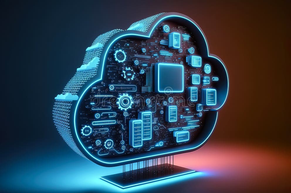 Abstract Cloud Computing Technology Concept. Cloud Computing, Data Center, Server Rack ...