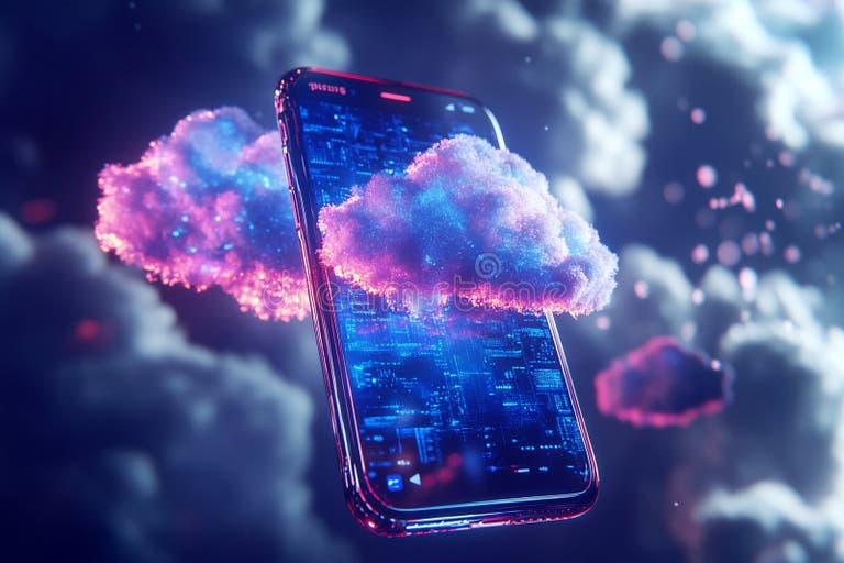 Abstract Cloud Computing Data Network Visualization: Futuristic Digital Technology, Global ...