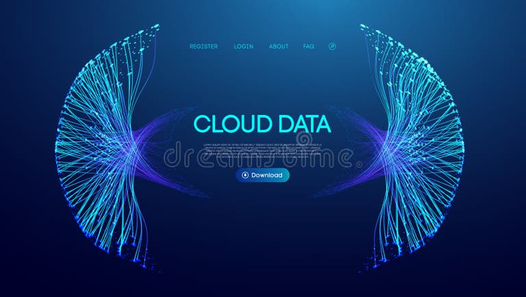 Abstract Cloud Data Flow Background with Big Ai and Digital Line Circle Connections. Futuristic ...