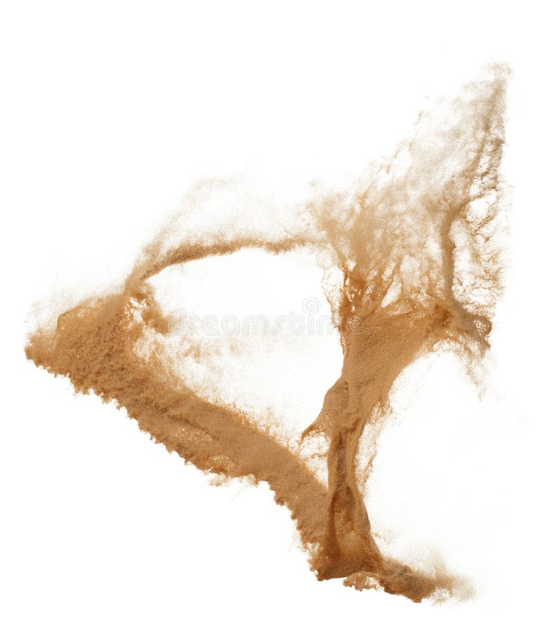 Abstract Cloud Fly. Yellow Colored Sand Splash Throwing Curve Circle in ...