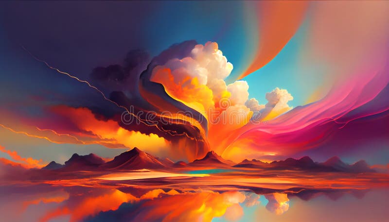 Generative AI, Dawn S Embrace: an Abstract Sunrise of Vibrant Cloud ...