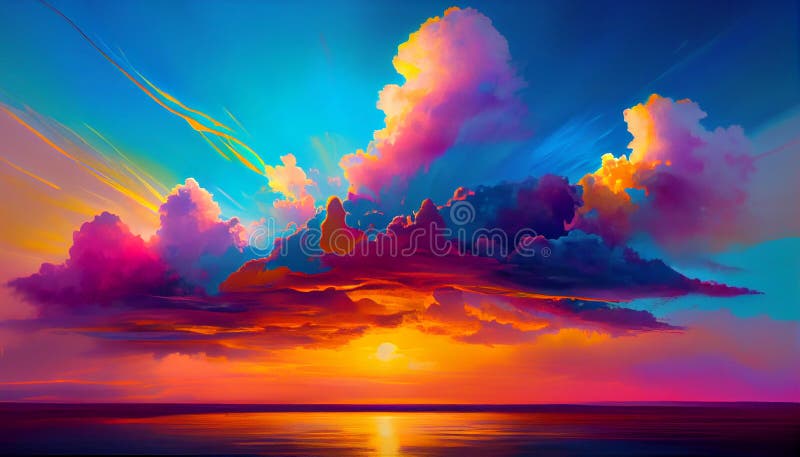 Generative AI, Dawn S Embrace: an Abstract Sunrise of Vibrant Cloud ...