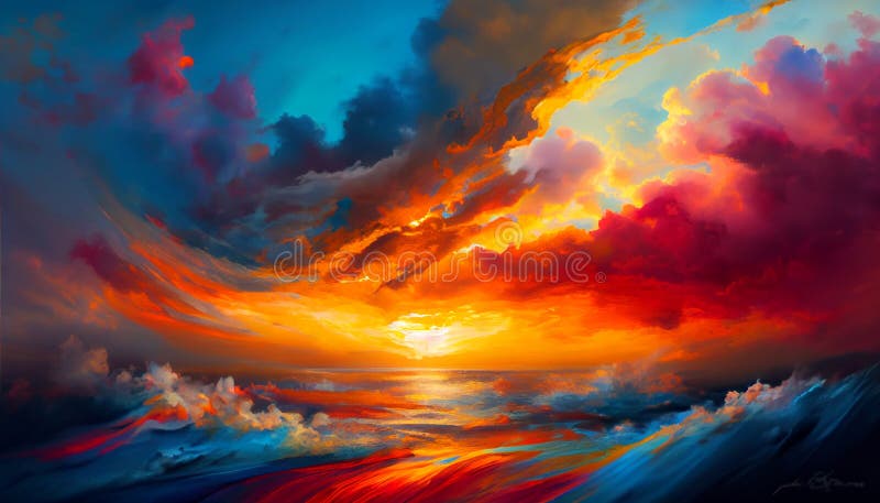 Generative AI, Dawn S Embrace: an Abstract Sunrise of Vibrant Cloud ...