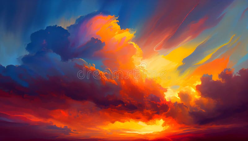 Generative AI, Dawn S Embrace: an Abstract Sunrise of Vibrant Cloud ...