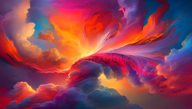 Generative AI, Dawn S Embrace: an Abstract Sunrise of Vibrant Cloud ...