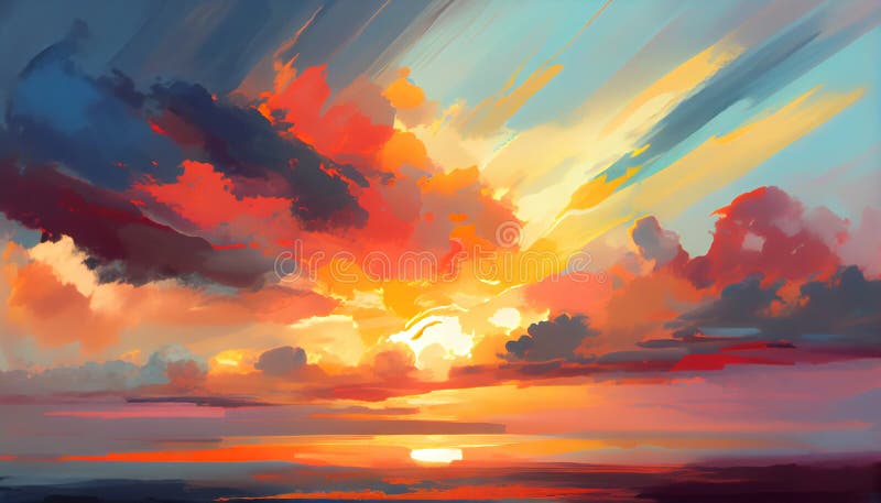 Generative AI, Dawn S Embrace: an Abstract Sunrise of Vibrant Cloud ...