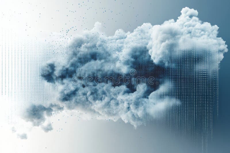 Abstract Cloud Formation with Digital Elements Illustrating Technology ...