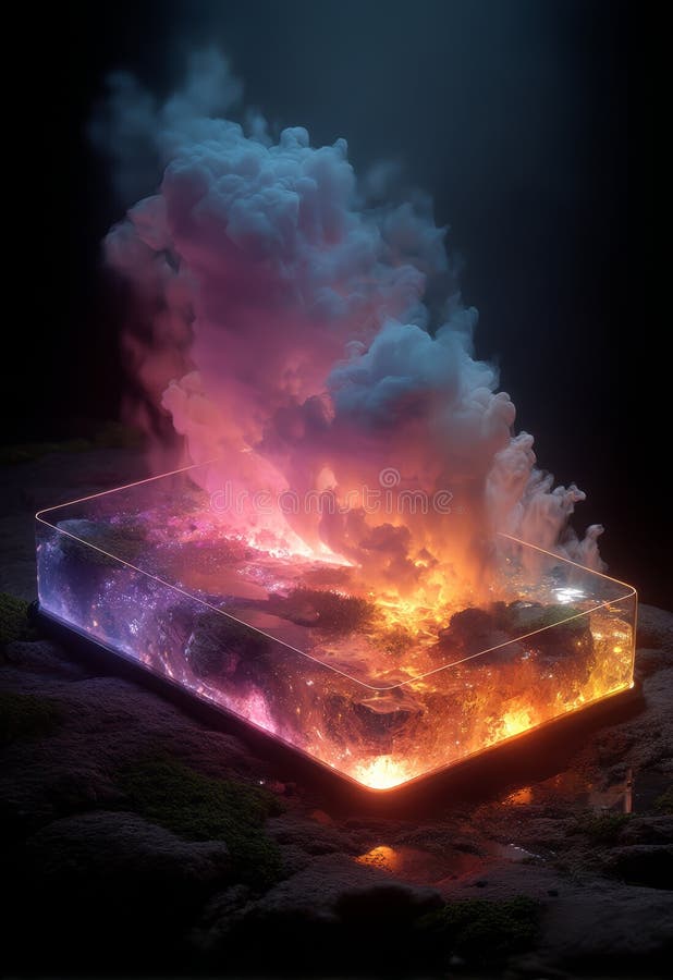 Abstract Cloud Formation in Vibrant Colors Emerging from a Transparent ...