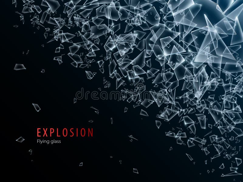 Shatter and Destruction Dark Triangle. Abstract Cloud of Pieces and ...
