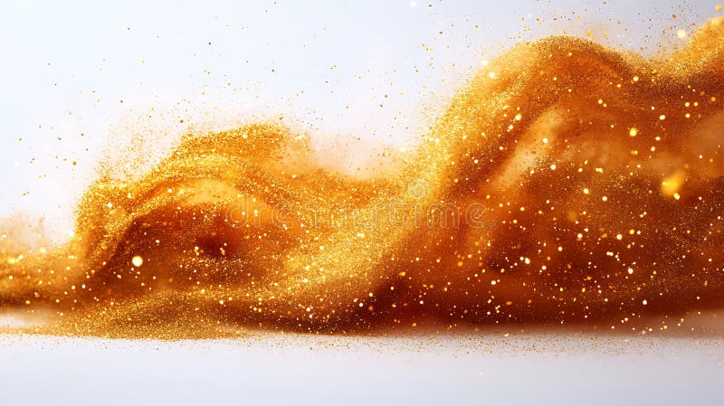 Golden Glittering Dust Explosion Isolated on White Background Festive ...