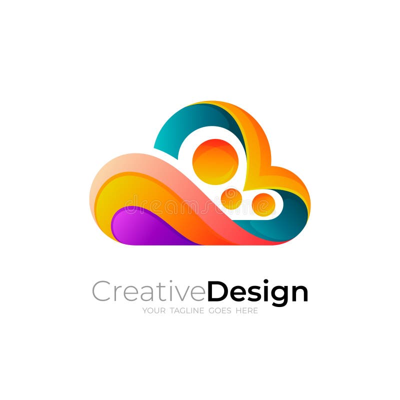 Abstract Cloud Logo with 3d Colorful, Modern Icons Stock Vector ...