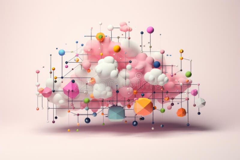 Abstract Cloud Network with 3D Render, and Technology Stock ...