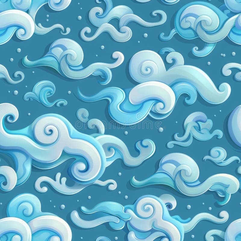 Abstract Cloud Pattern with Swirling Shapes in Shades of Blue and White ...