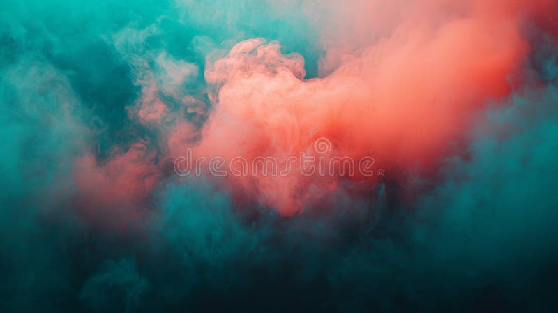 Abstract Cloud of Red and Teal Smoke Blending in Vivid Colors Stock ...