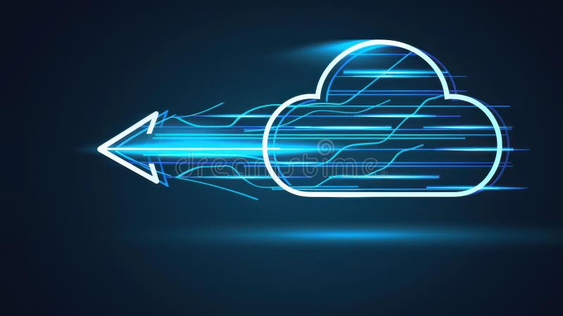 Abstract Cloud Security Icon with Interconnected Network on Blue ...