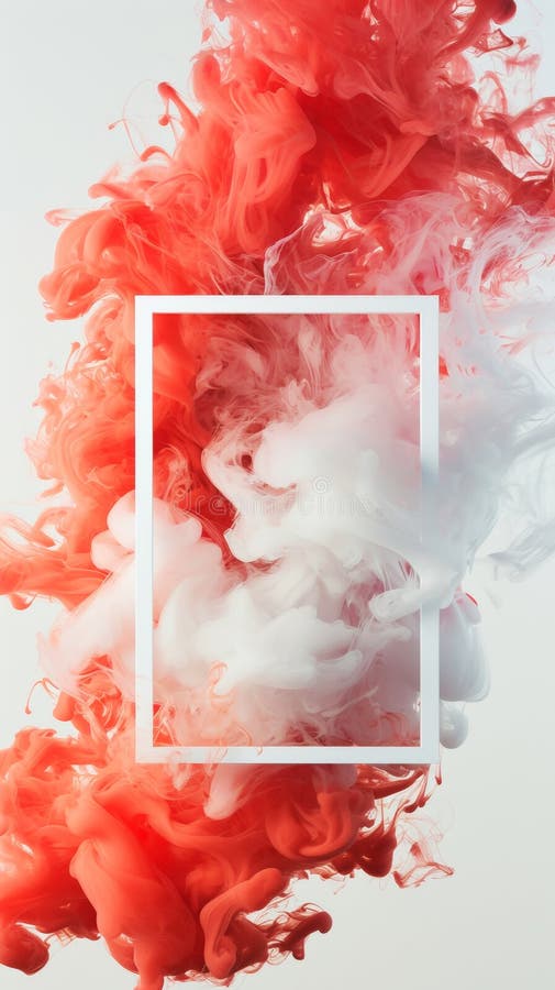 Abstract Cloud of Silky Ink Splash, Like Smoke. White Frame, Copy Space ...
