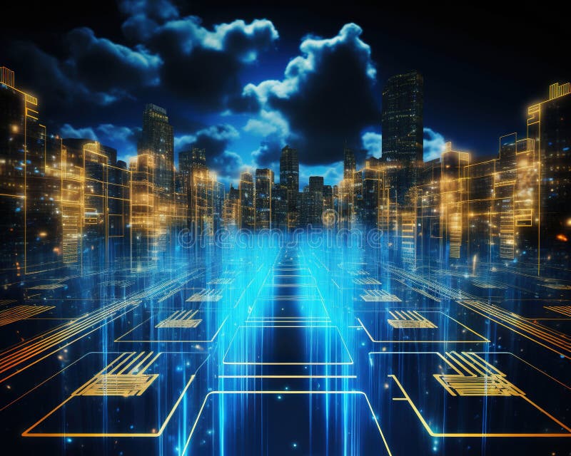 The Abstract Cloud Storage Computing is Advanced Artificial Intelligence Technology. Stock ...