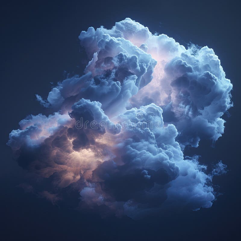 Abstract Cloud Tech Visualization Floating Digital Clouds Soft Blue Glow Stock Illustration ...