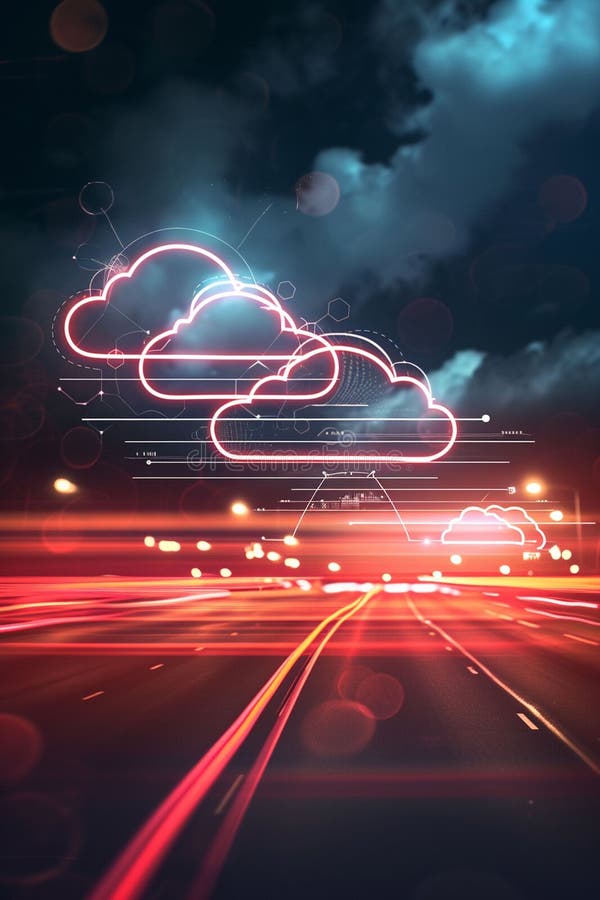 Abstract Cloud Technology Concept with Vibrant Lighting Effects at ...