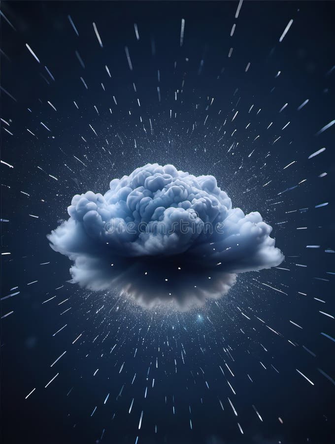 Abstract Cloud of Tiny Particles Flying in Deep Blue Space. Generative ...