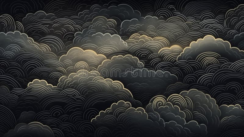 Abstract Cloud Waves Dark Monochrome Ai Generated 2D Cartoon ...