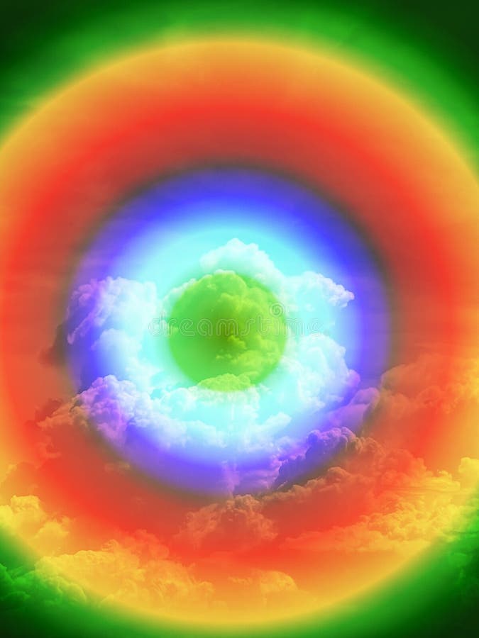 Clouds and Sky with Circle Bright Rainbow Background Stock Image ...