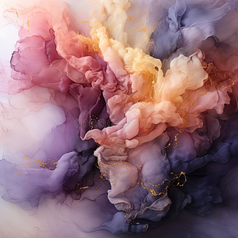 Abstract Clouds in Vibrant Colors with Flowing Fabrics and Delicate ...