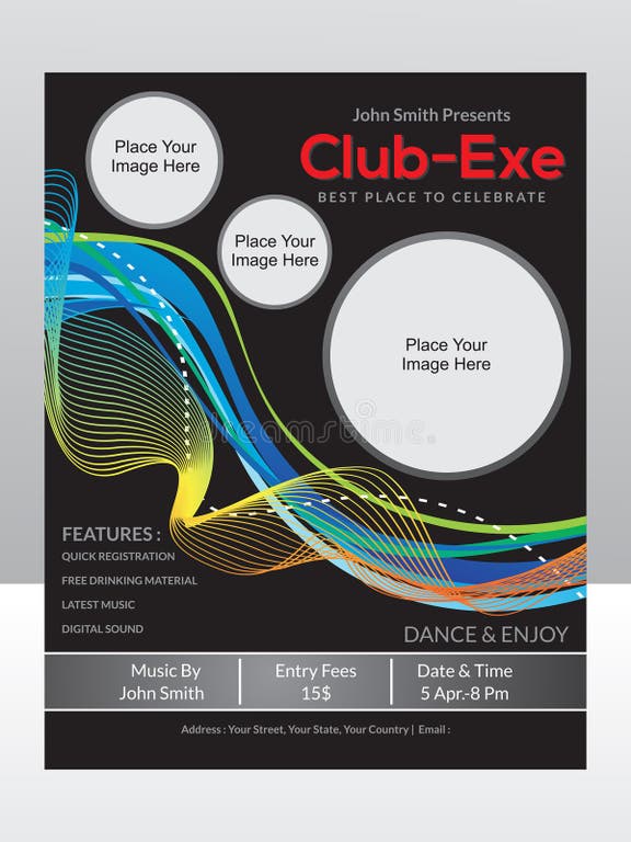 Abstract Club Flyer Template Stock Vector - Illustration of modern ...
