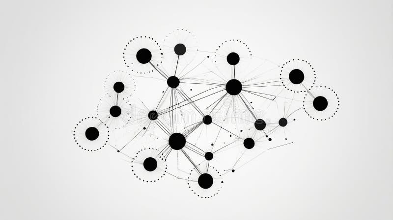 Abstract Cluster Arrangement with Dots and Lines Stock Illustration ...