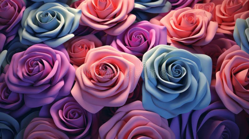 Abstract Cluster of Roses: Vibrant Colors and Surrealism Stock ...