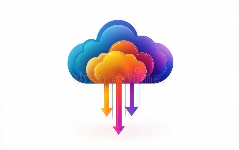 Abstract Cluster of Vibrant Clouds with Multicolored Arrows ...
