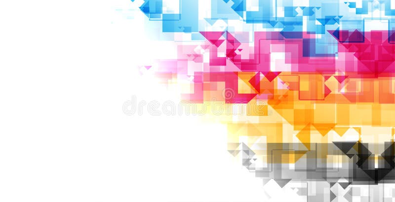 Abstract Cmyk Geometric Pattern White Background Design Stock ...