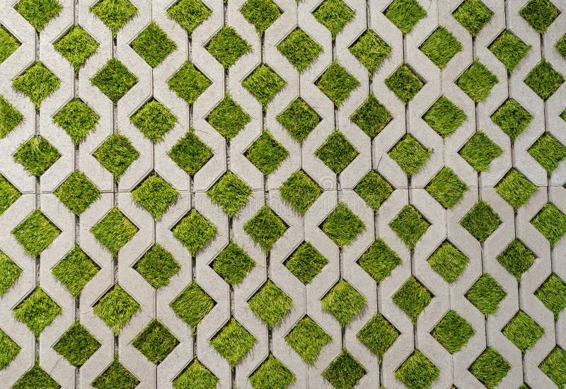 Abstract Cobblestone Pattern. Cobblestone with Green Grass in the ...