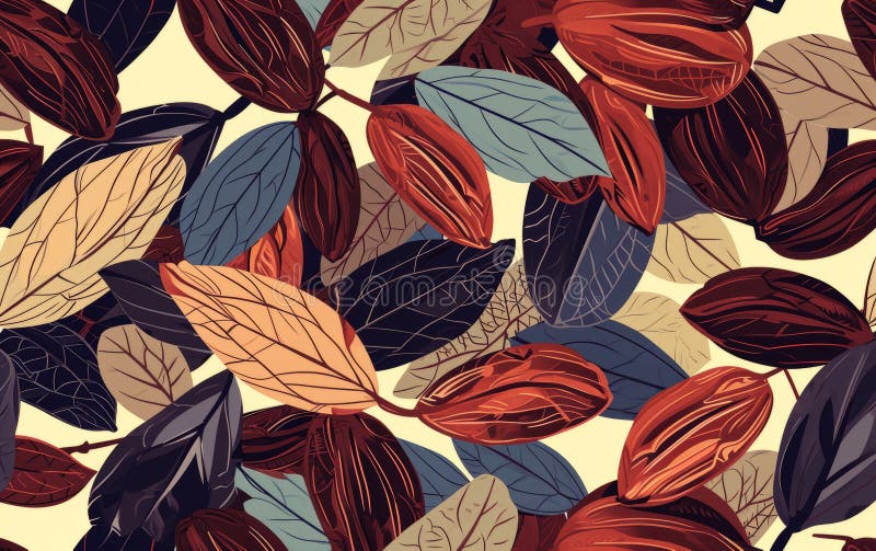 Abstract Cocoa Bean Pattern on a Muted Color Background Stock ...