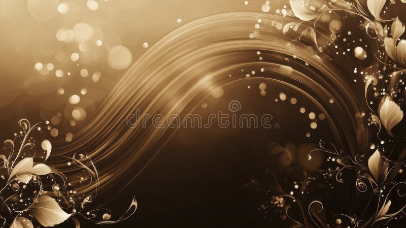 Abstract Cocoa Brown Background with Flowing Lines and Floral Elements ...