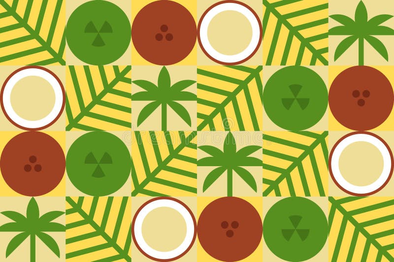 Abstract Coconut Seamless Geometrical Pattern. Tropical Palm Trees and ...