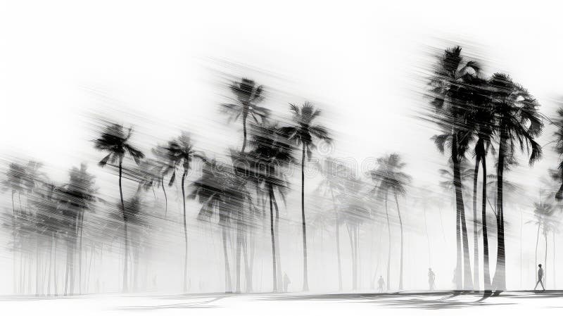 Abstract Coconut Tree Line Art Stock Illustration - Illustration of ...