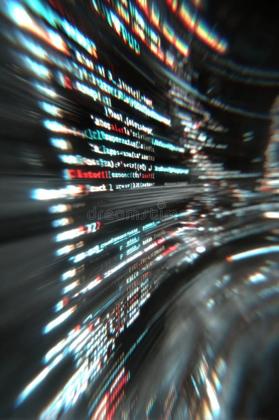 Abstract Code Lines Background with Motion Blur Stock Illustration ...