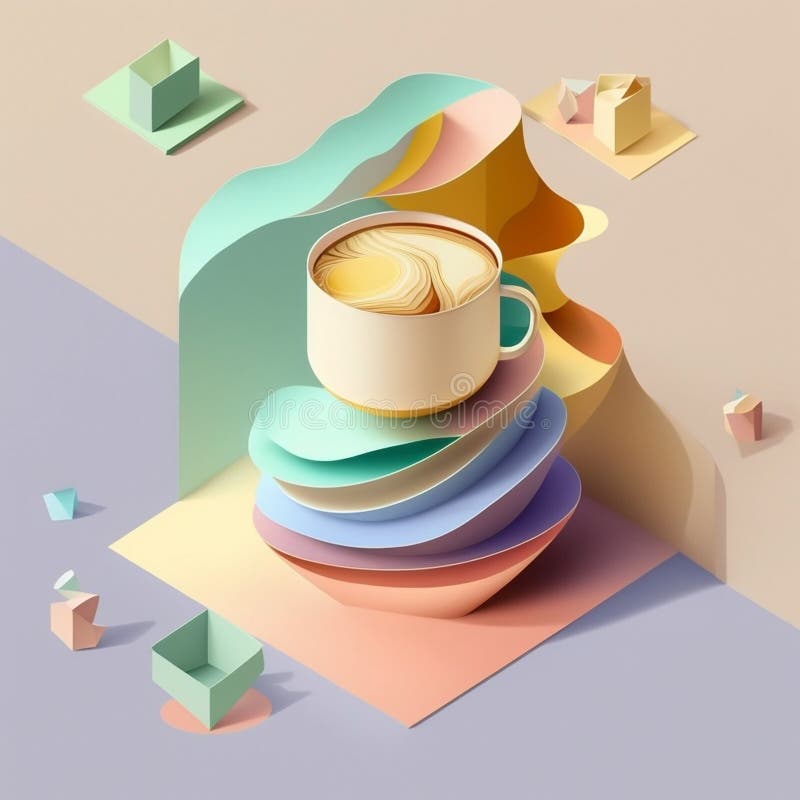Abstract coffee cup stock image. Image of isometric - 274443233