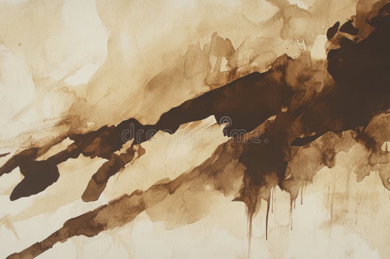 Abstract Coffee Spill Stains in Warm Brown and Tan, Forming a Natural ...
