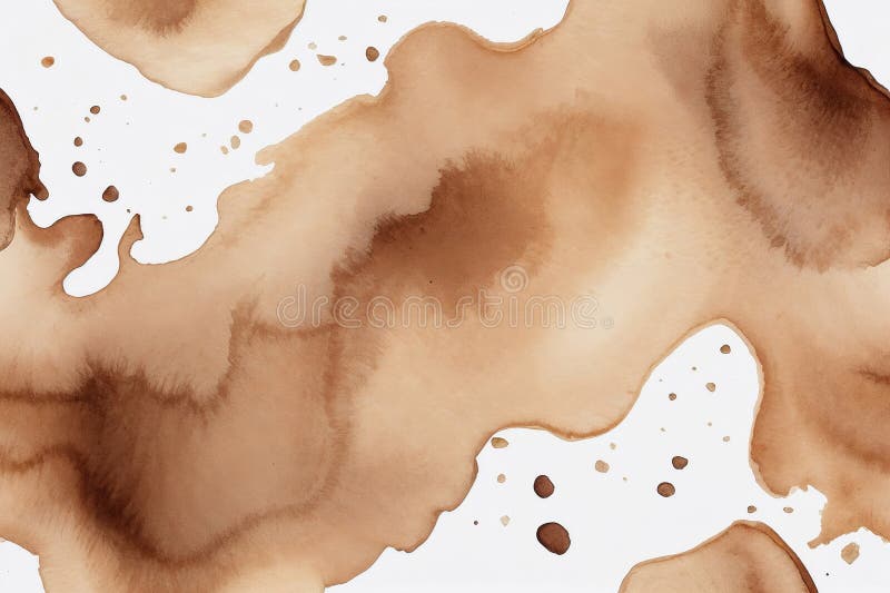 Abstract Coffee Stain Art with Organic Shapes on White Background Stock ...