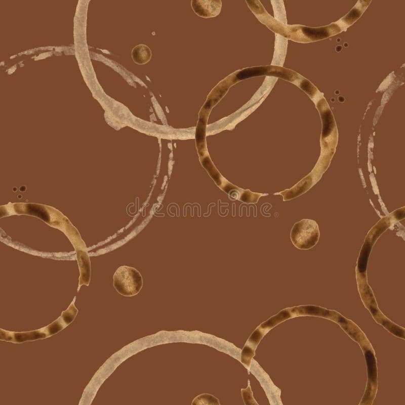 Abstract Coffee and Tea Stain Seamless Pattern on Brown Background ...