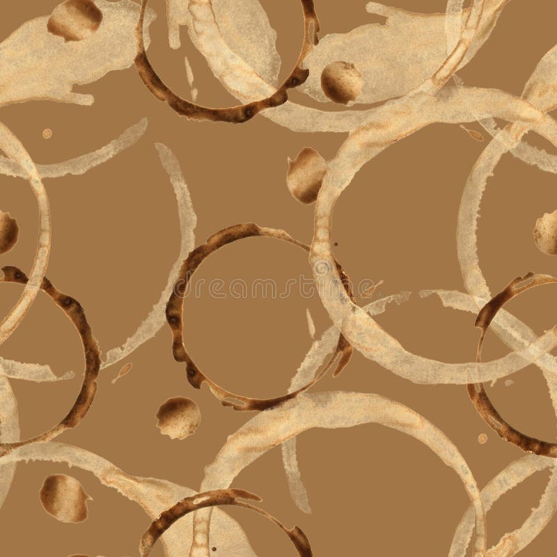 Abstract Coffee and Tea Stain Seamless Pattern on Light Brown ...