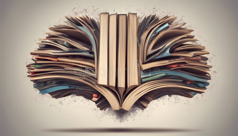 Abstract Cognitive Concept , Books Forming Brain Shape, Symbolizing ...
