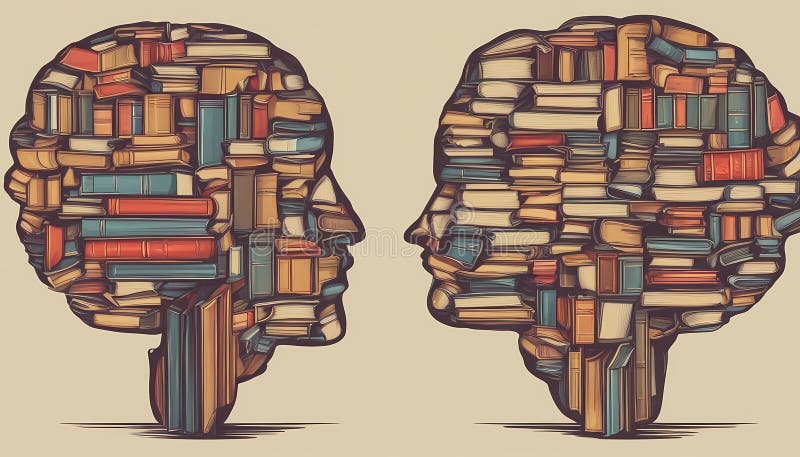 Abstract Cognitive Concept , Books Forming Brain Shape, Symbolizing ...